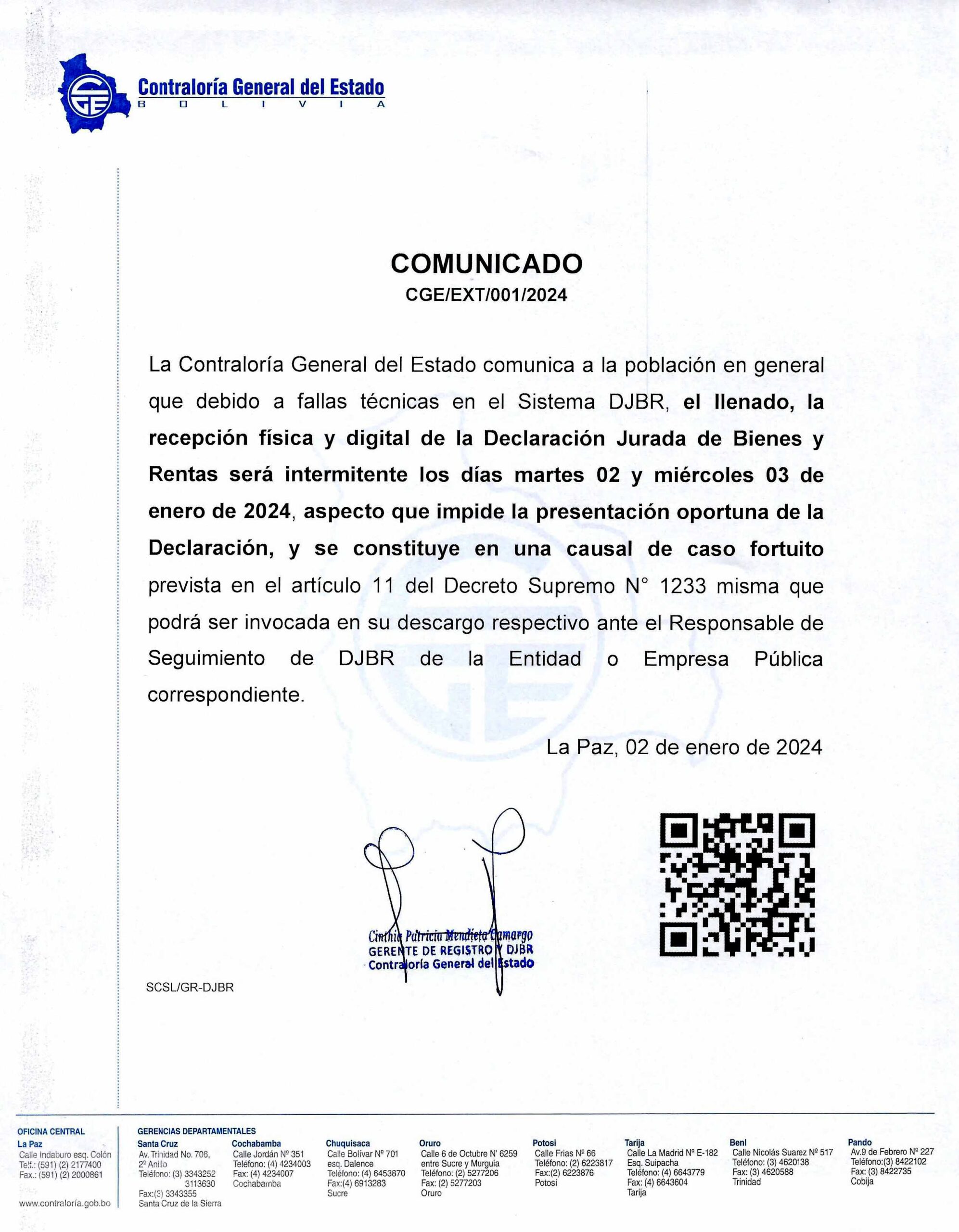 Comunicados » CGE Bolivia